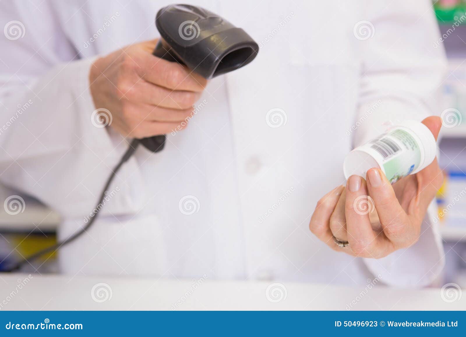 Pharmacist Scanning Medication with a Scanner Stock Image - Image of ...
