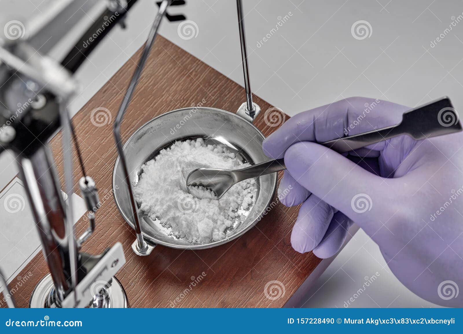 Pharmacist or Scientist Preparing Medicine Using Precision Weighing ...