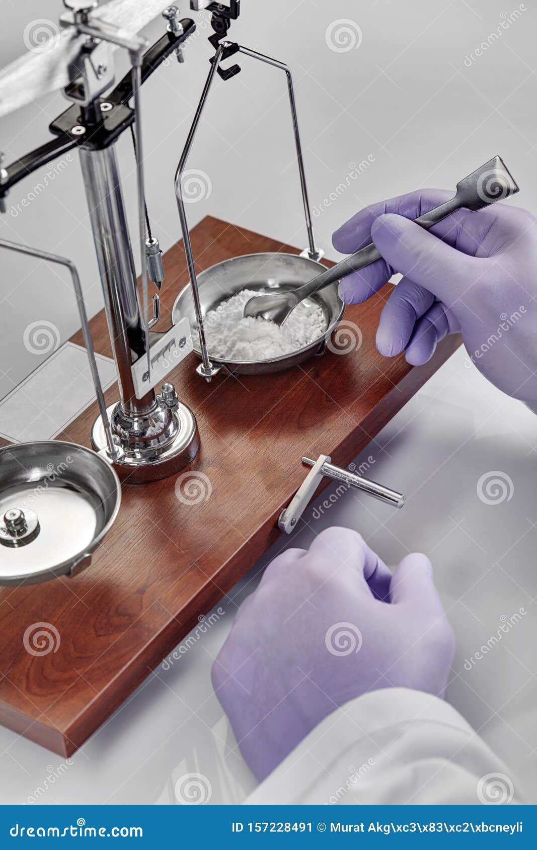 Pharmacist or Scientist Preparing Medicine Using Precision Weighing ...