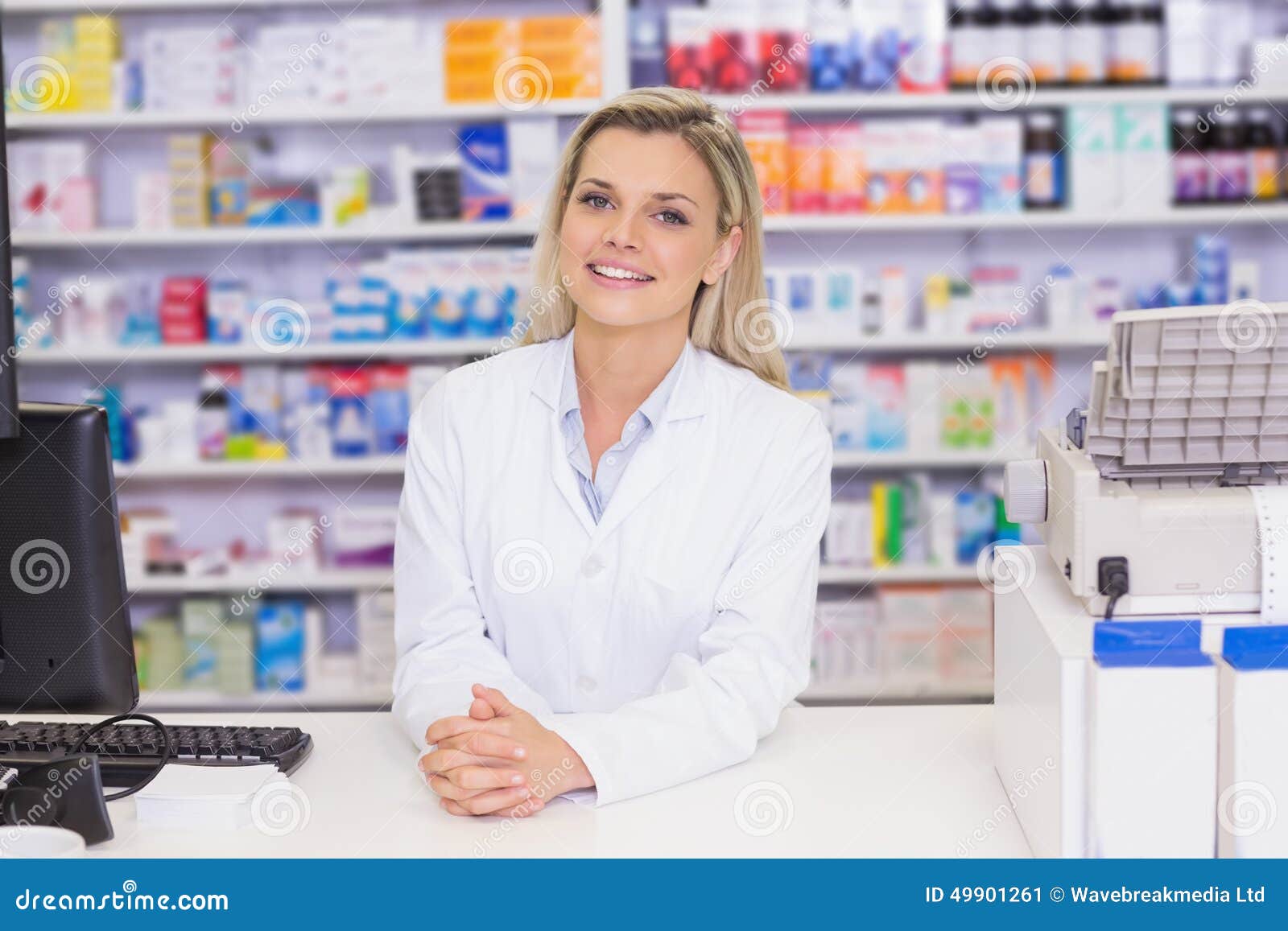 Pharmacist Smiling at Camera Stock Image - Image of happy, medical ...