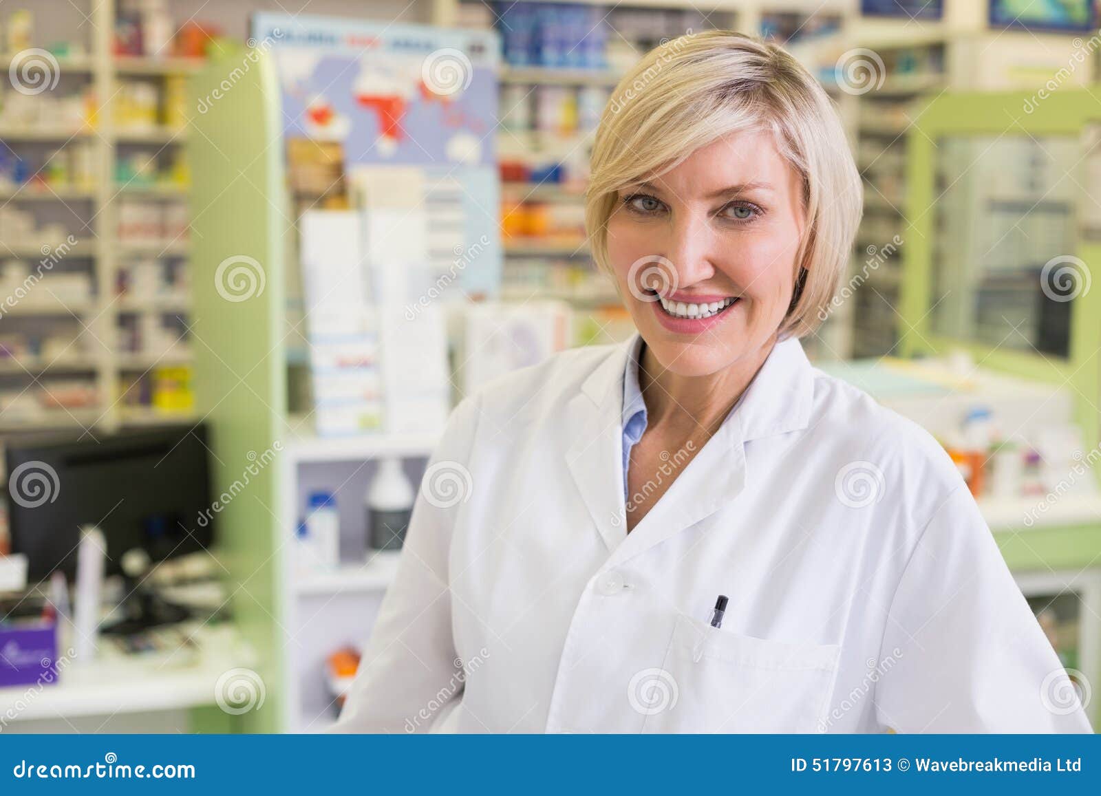 Pharmacist Smiling at Camera Stock Image - Image of medication ...