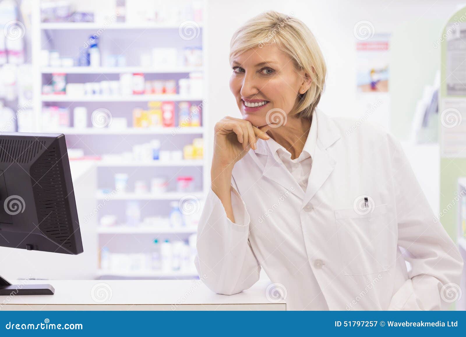 Pharmacist Smiling at Camera Stock Image - Image of hospital, care ...