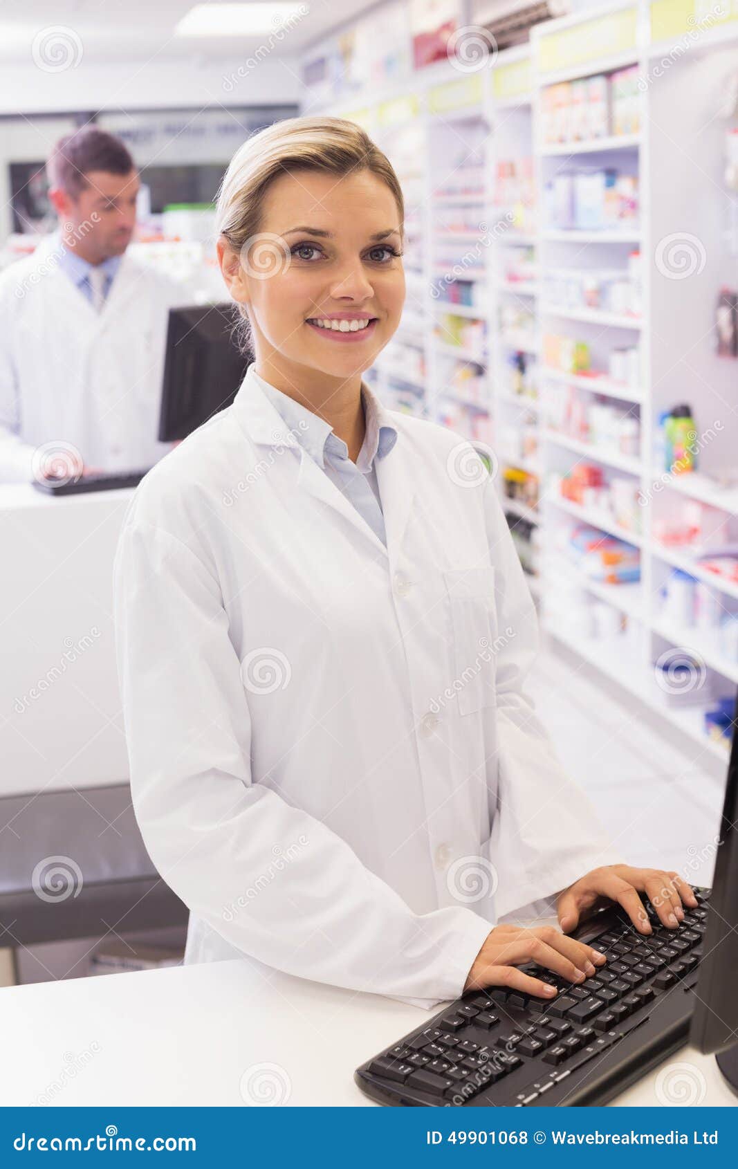Pharmacist Using the Computer Stock Photo - Image of medicament, drug ...