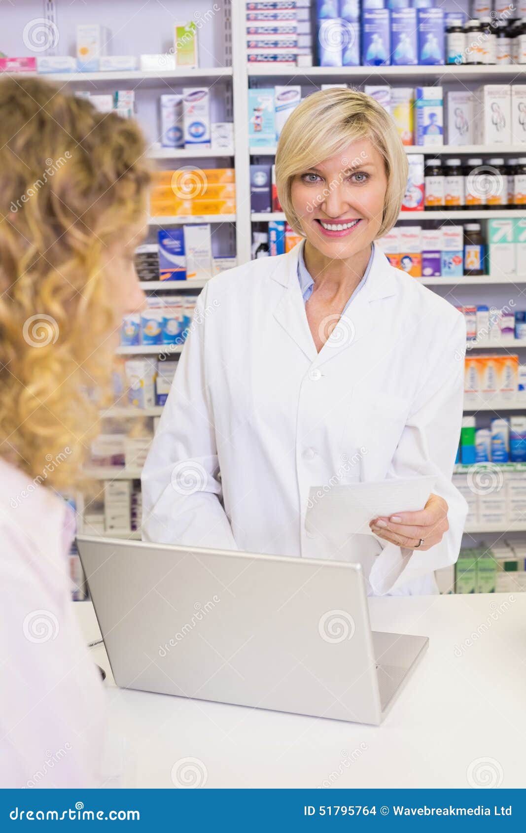 Pharmacist Using the Computer Stock Photo - Image of storage ...