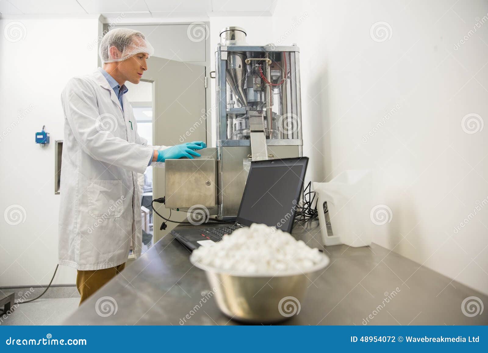 Pharmacist Using Machinery To Make Medicine Stock Photo - Image of ...