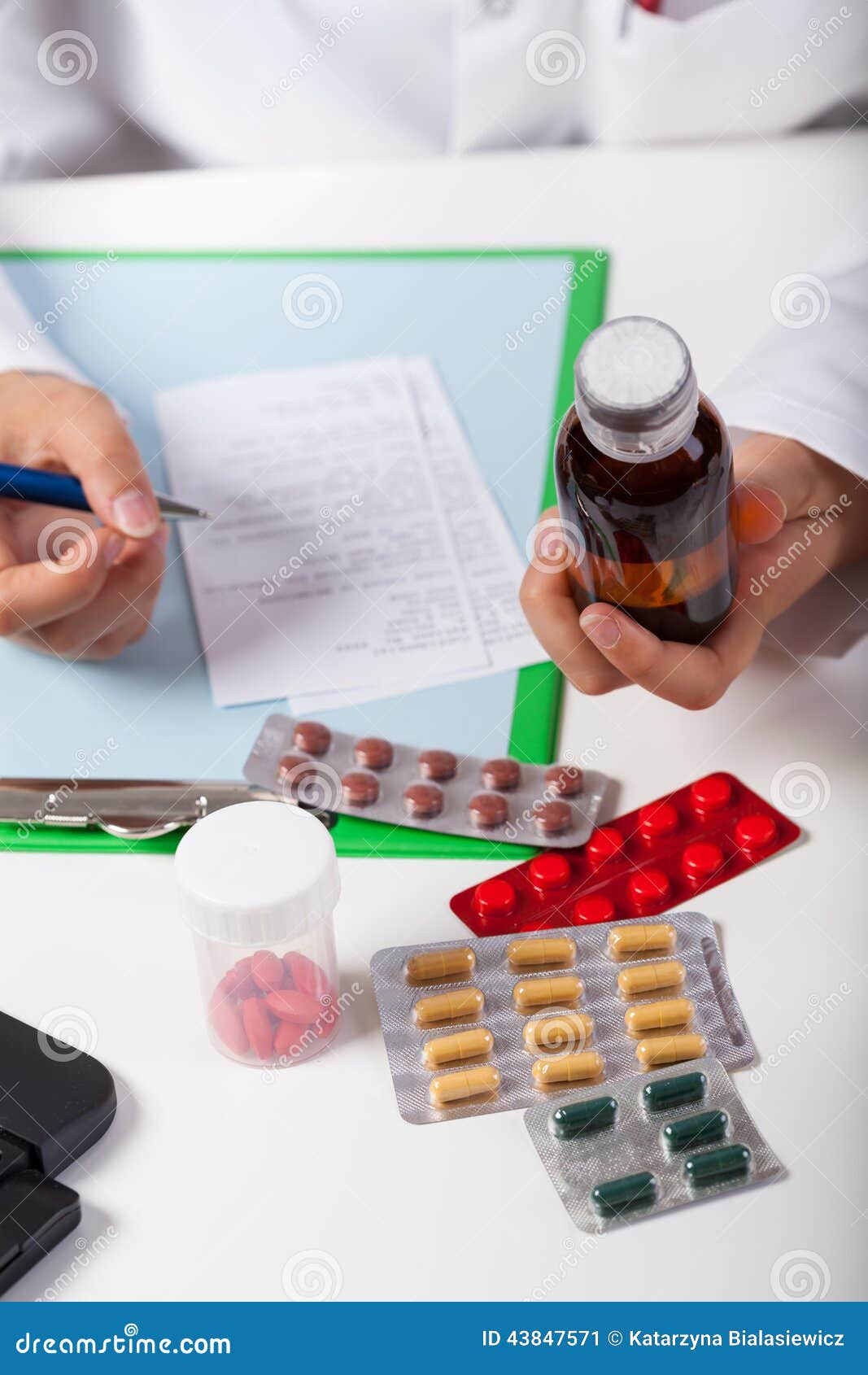 Pharmacist Working with Medicines Stock Image - Image of bottle ...