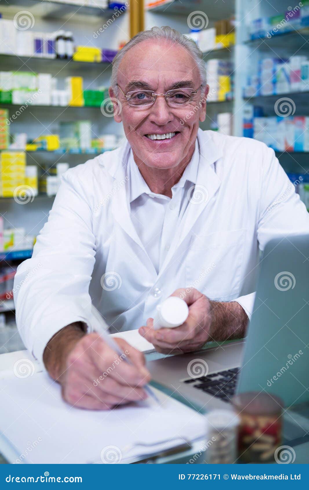 Pharmacist Writing Prescriptions for Medicines Stock Image - Image of ...
