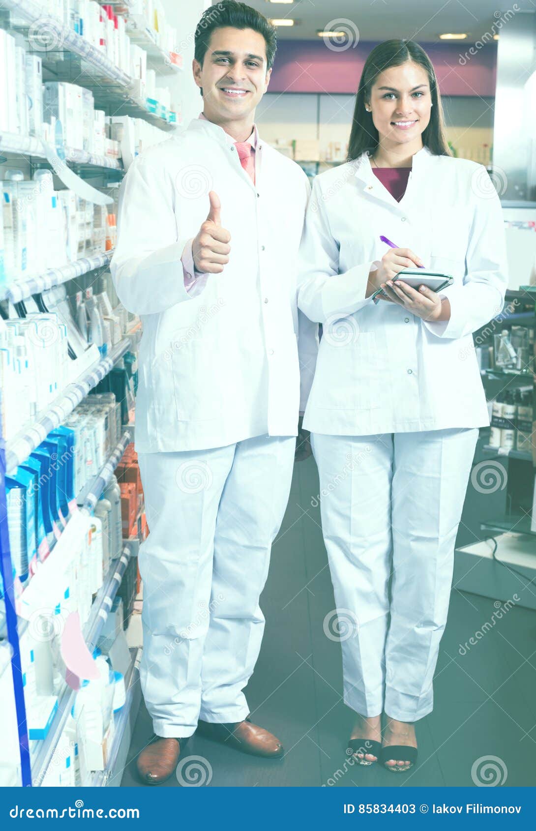 Pharmacists Posing in Drugstore Stock Image - Image of interior, asian ...