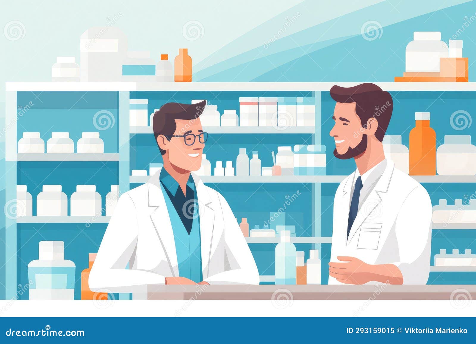 Pharmacists in Uniforms Discussing Medication at Work Stock ...