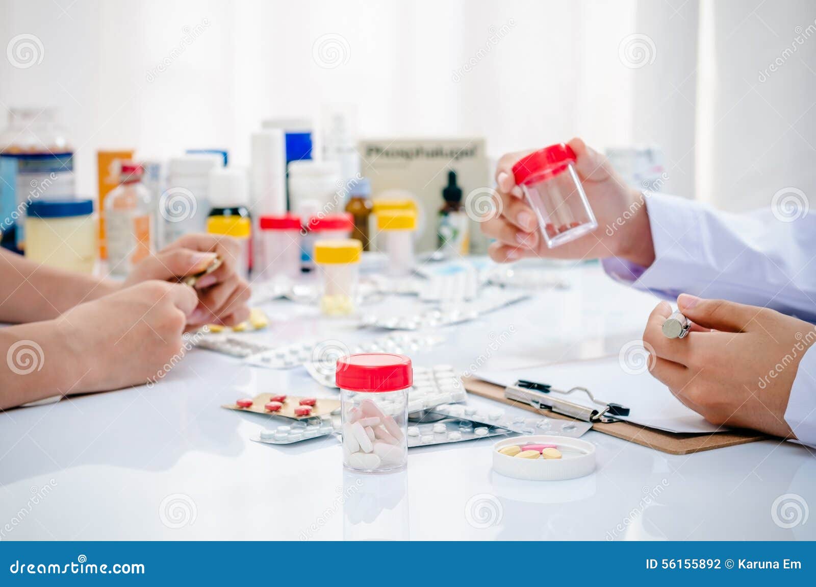 Pharmacists Working in Office Stock Photo - Image of hands, capsules ...