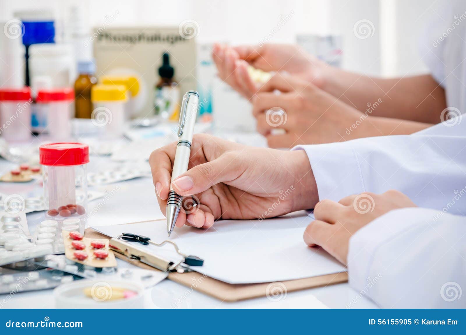Pharmacists Working in Office Stock Image - Image of medical, blue ...