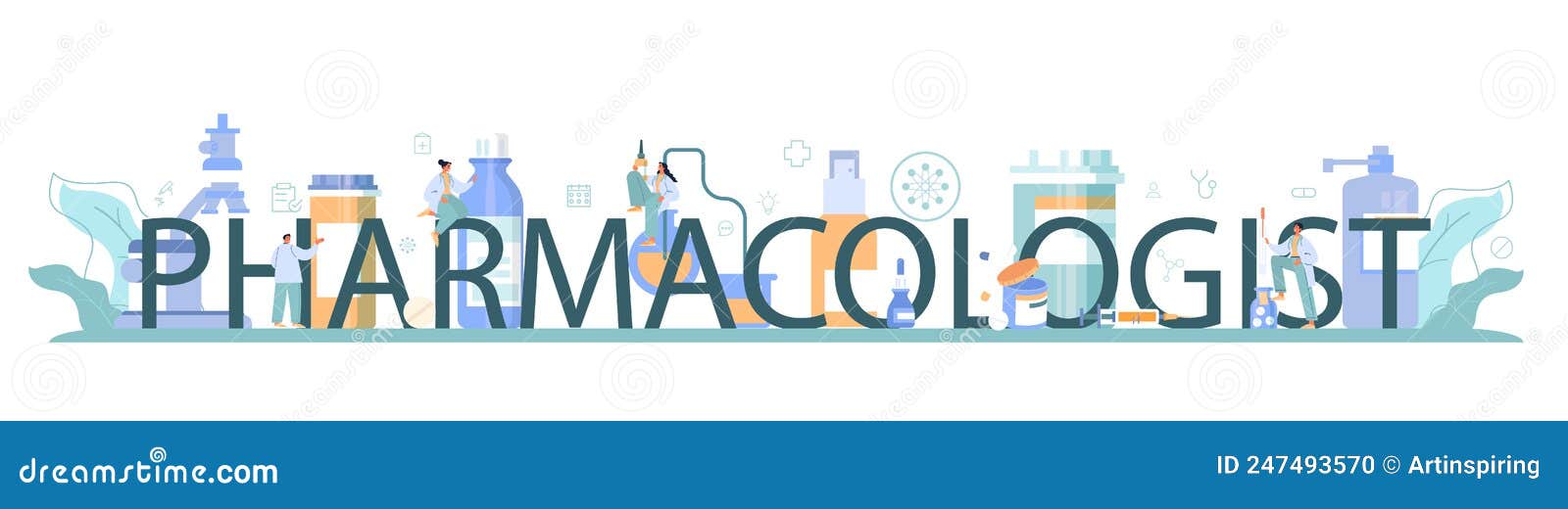 Pharmacologist Typographic Header. Pharmacist Preparing in a Laboratory ...
