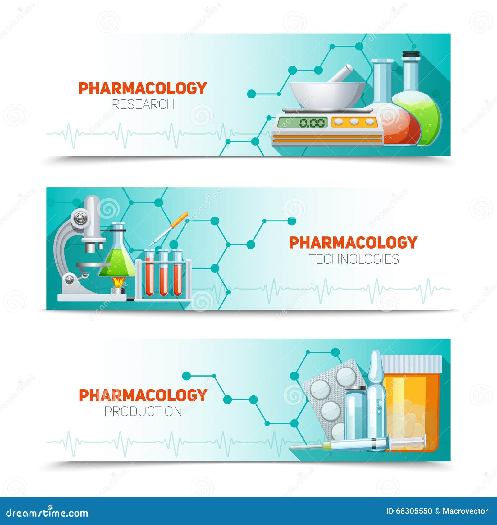 Pharmacology 3 Horizontal Banners Set Stock Vector - Illustration of ...