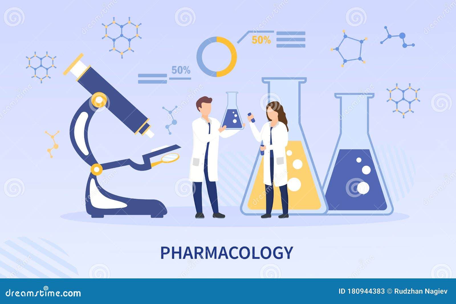 Pharmacology Laboratory with Scientists Stock Vector - Illustration of ...