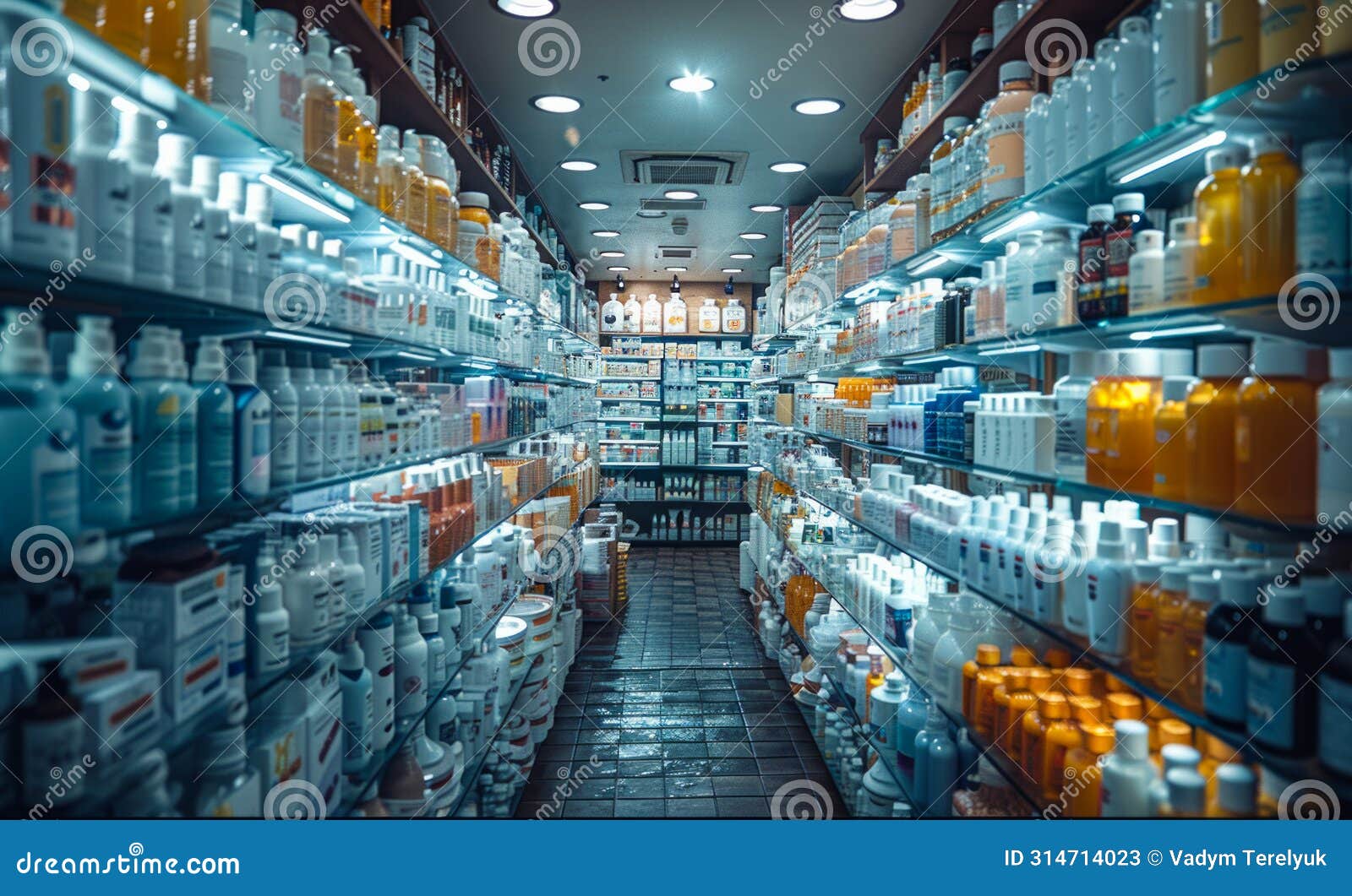 Pharmacy Aisle with Shelves Full of Medicine Stock Image - Image of ...