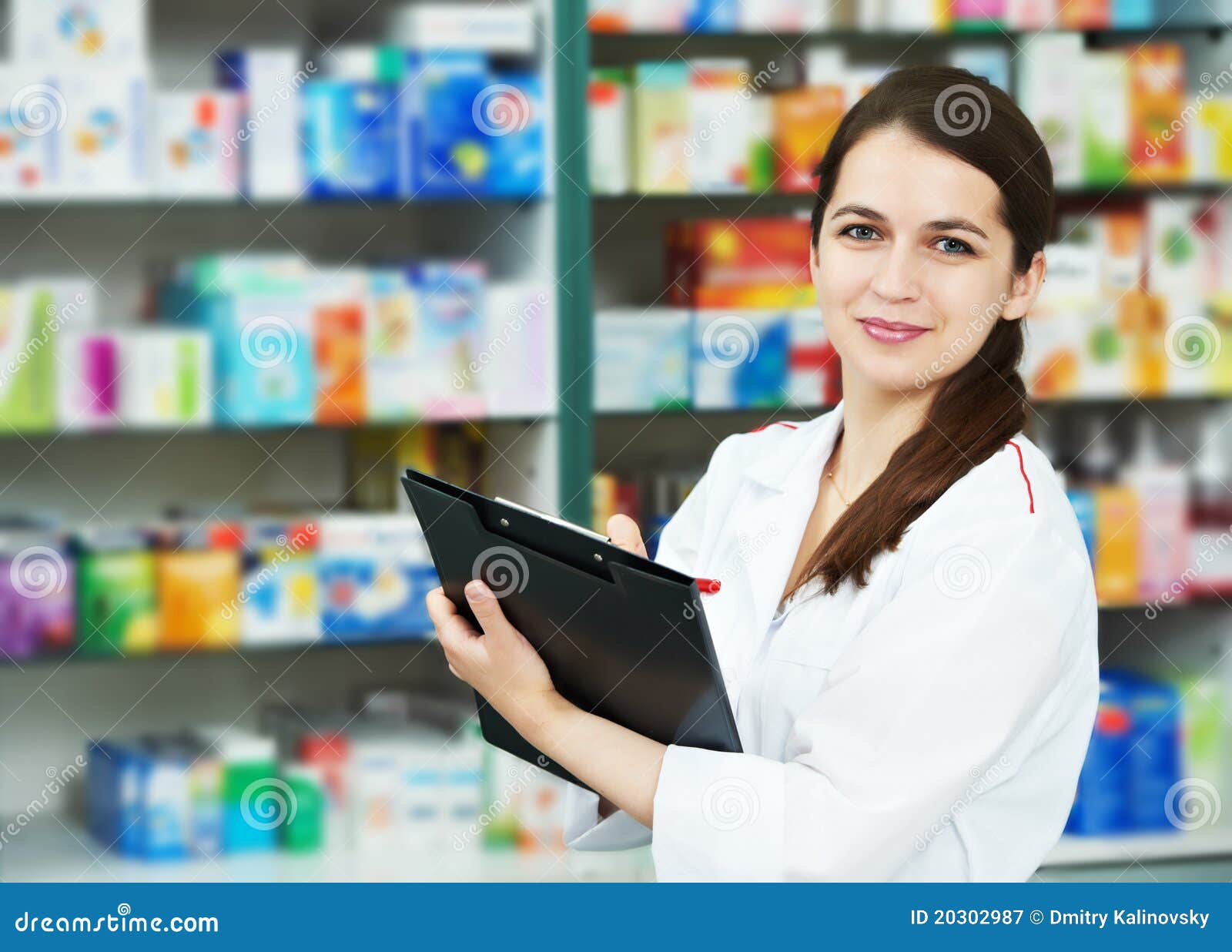 Pharmacy Chemist Woman in Drugstore Stock Image - Image of ...