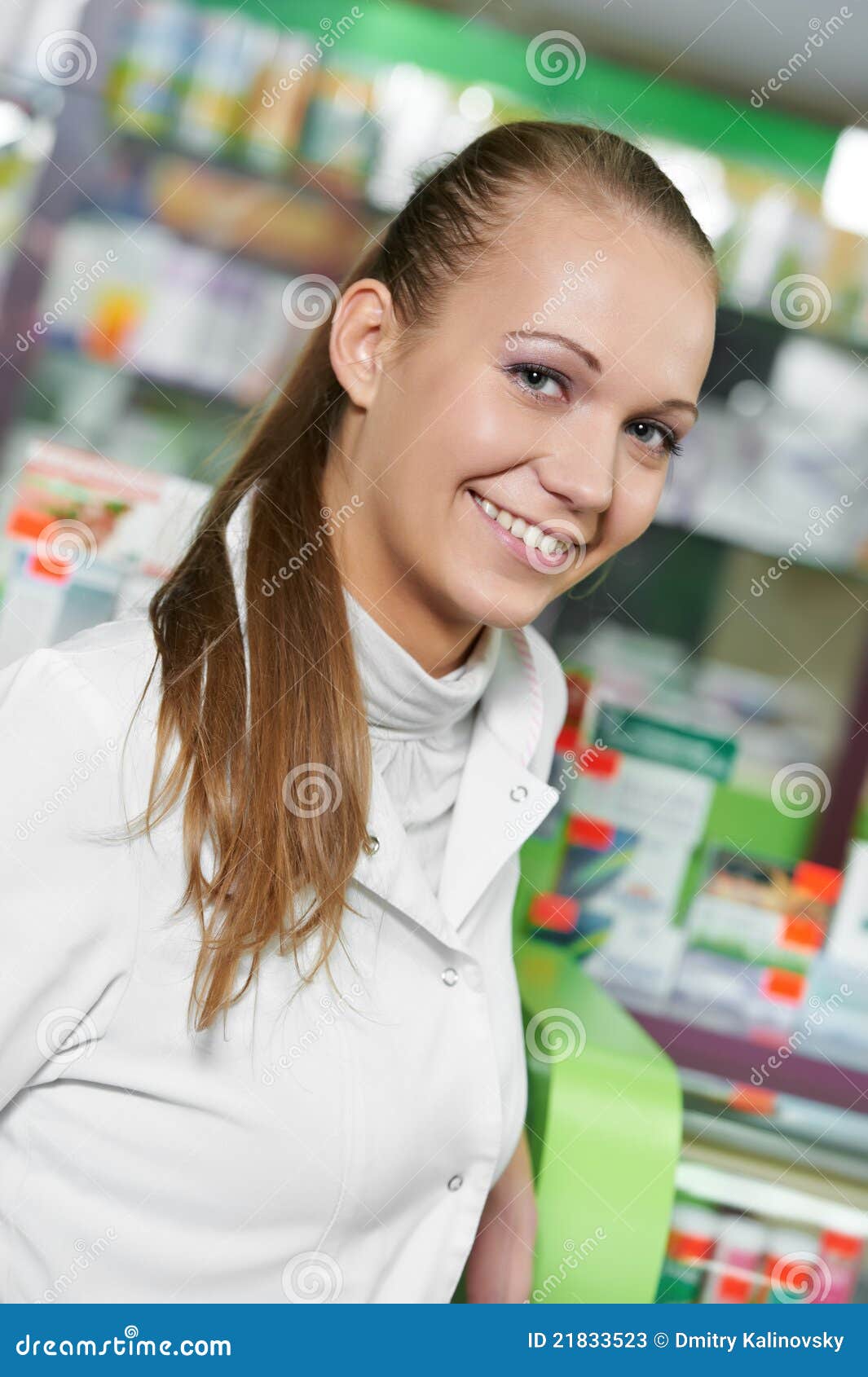 Pharmacy Chemist Woman in Drugstore Stock Image - Image of druggist ...