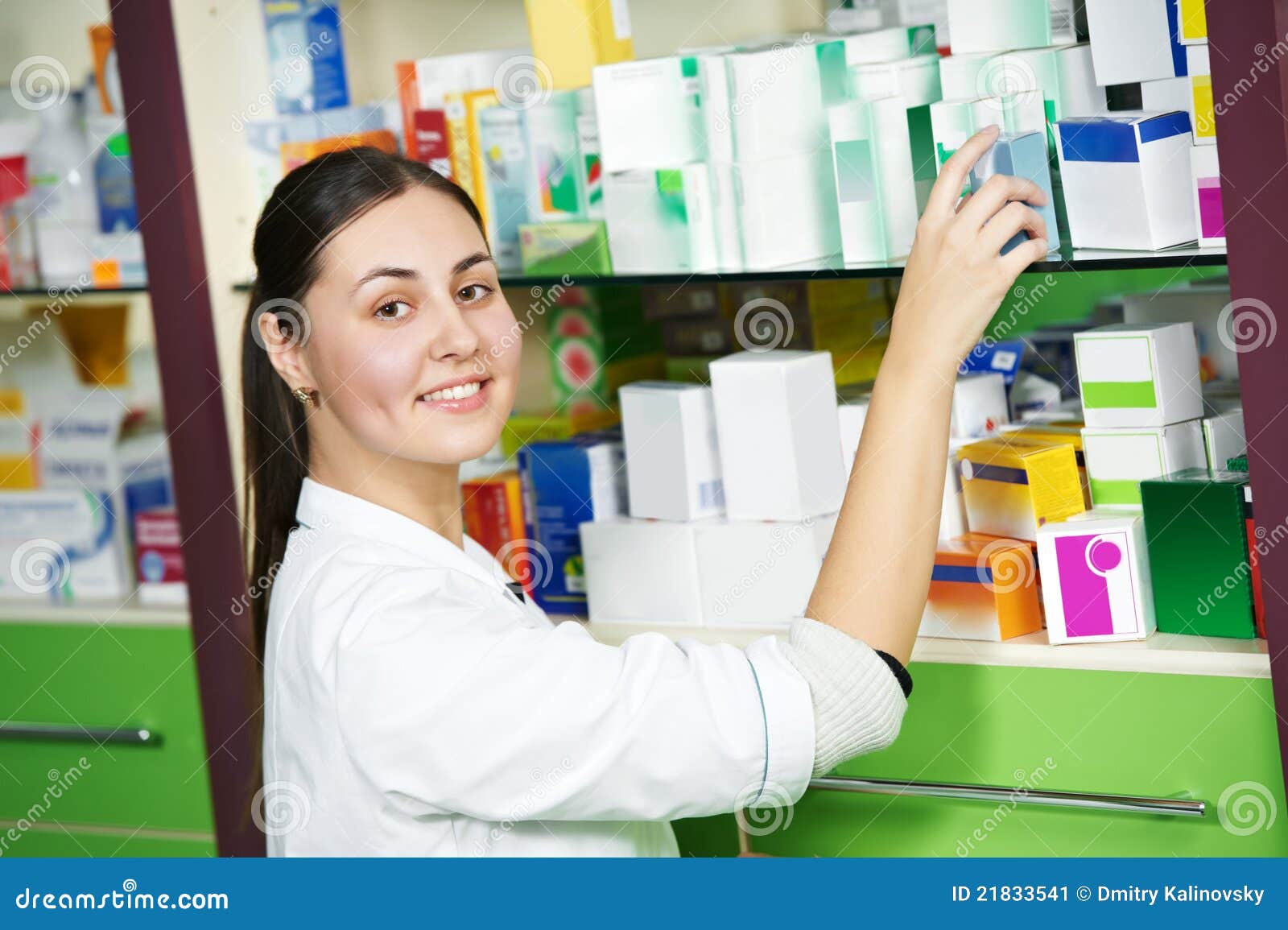 Pharmacy Chemist Woman in Drugstore Stock Image - Image of drugstore ...