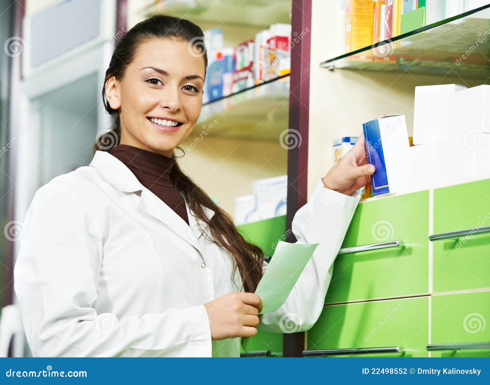 Pharmacy Chemist Woman in Drugstore Stock Photo - Image of medical ...