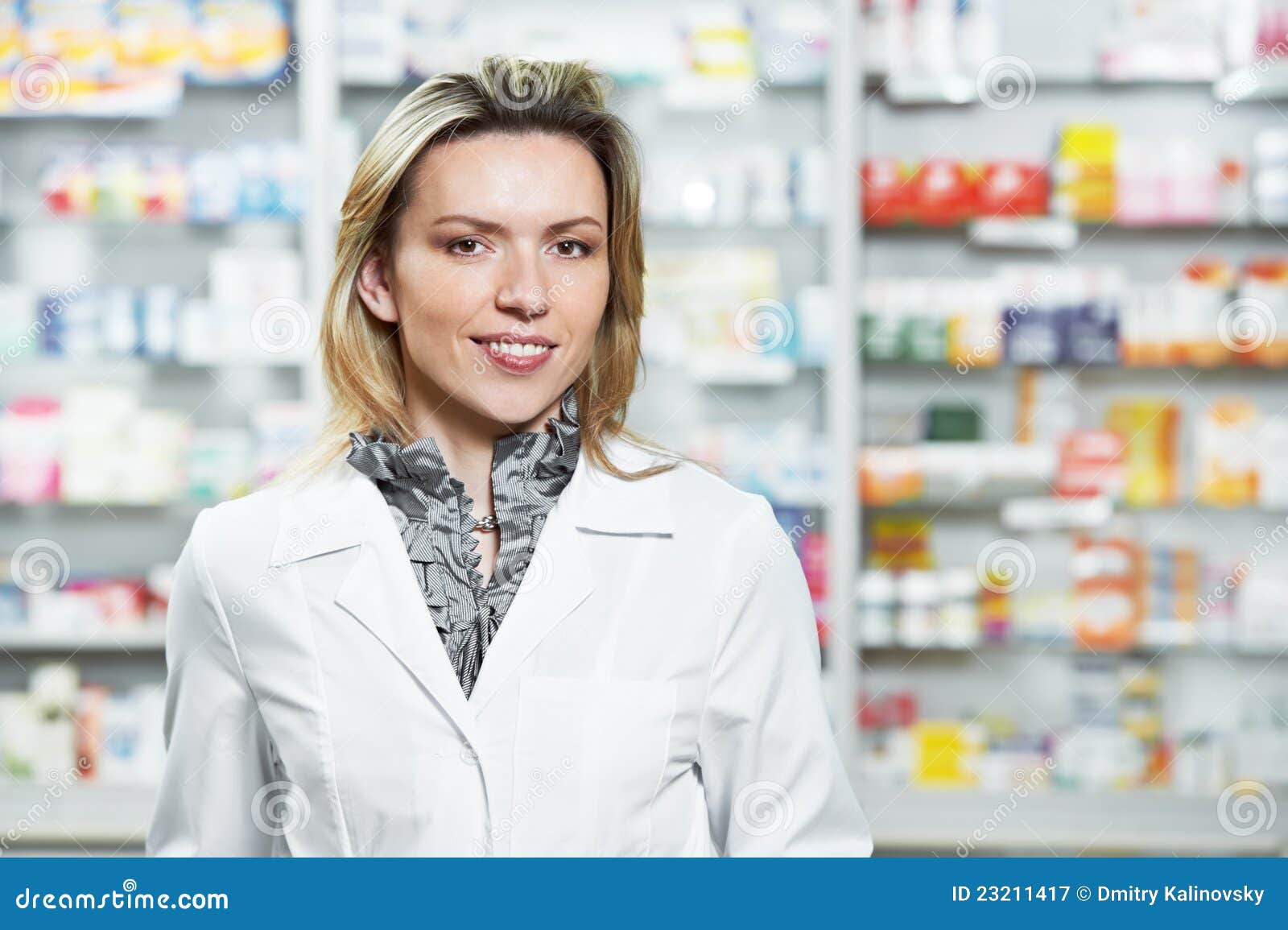 Pharmacy Chemist Woman in Drugstore Stock Image - Image of ...
