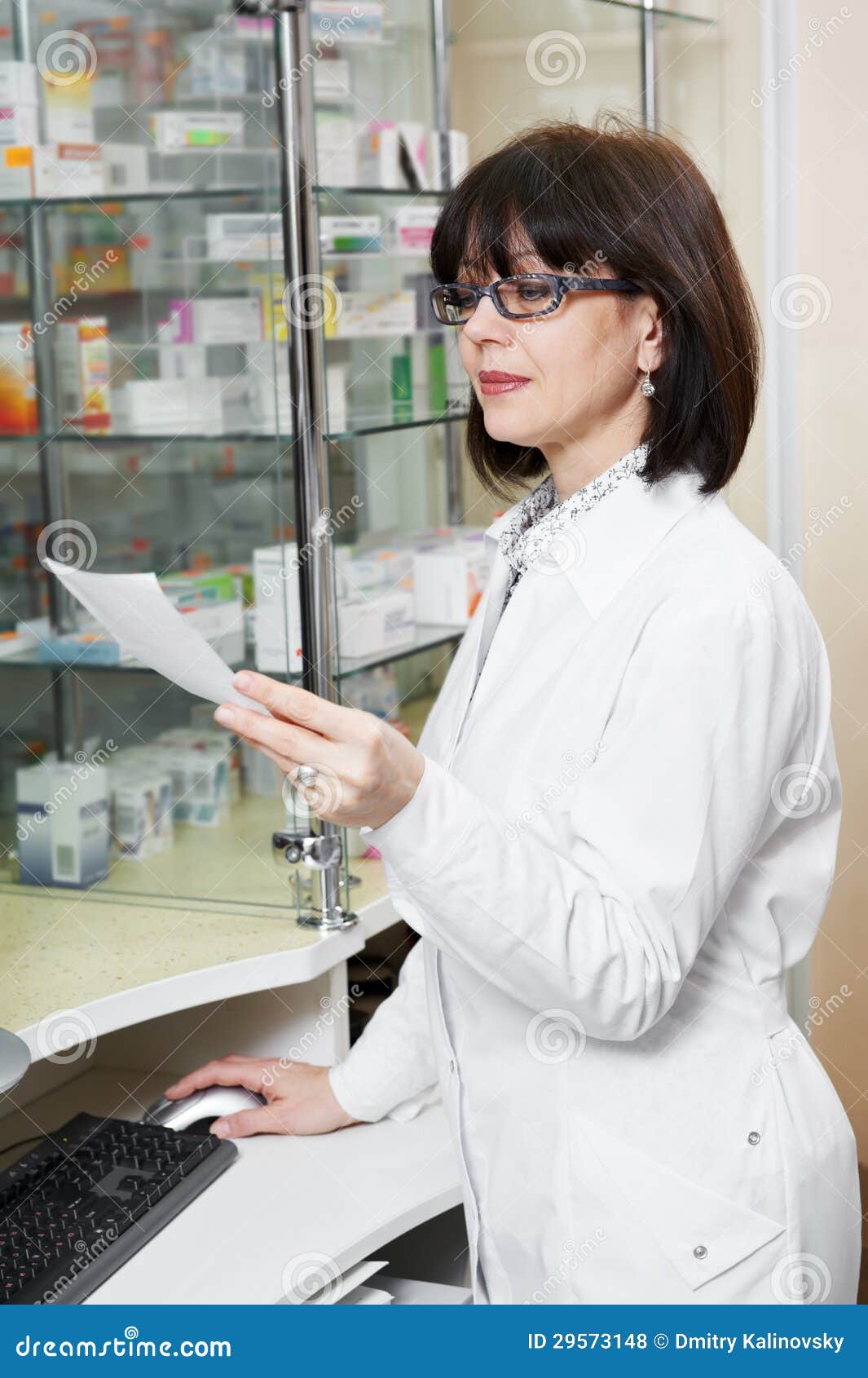 Pharmacy Chemist Woman in Drugstore Stock Photo - Image of ...