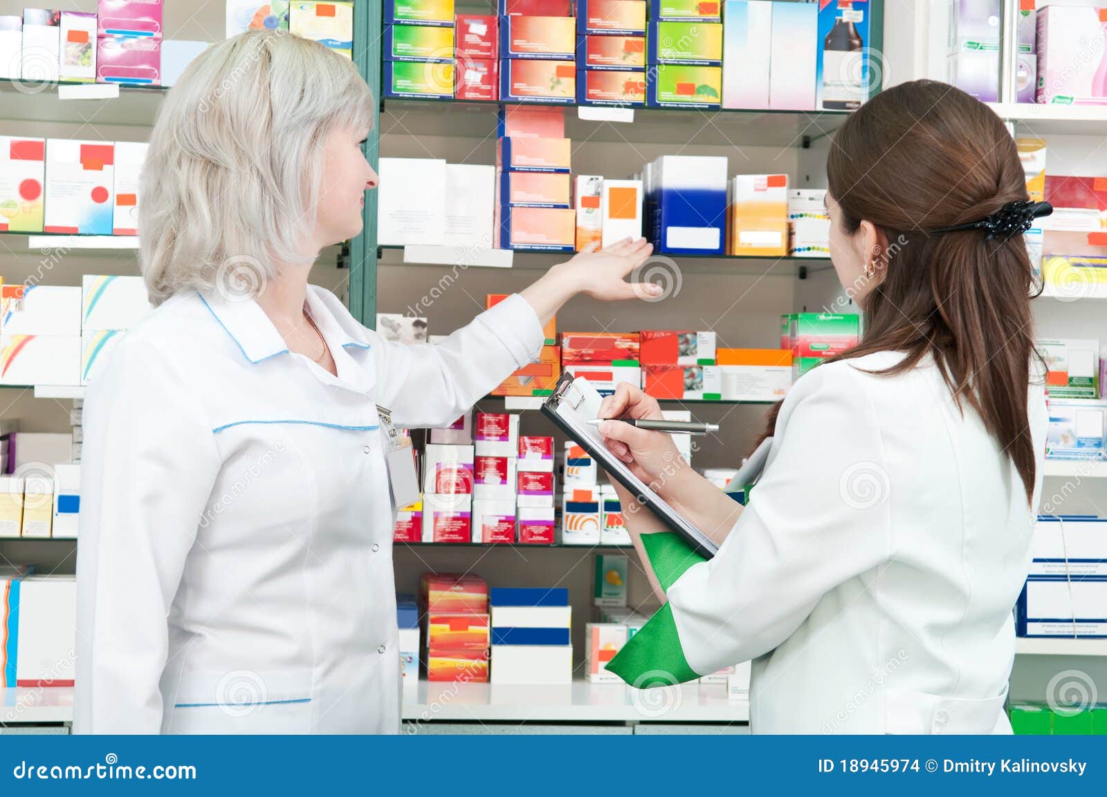 Pharmacy Chemist Women in Drugstore Stock Photo - Image of people ...