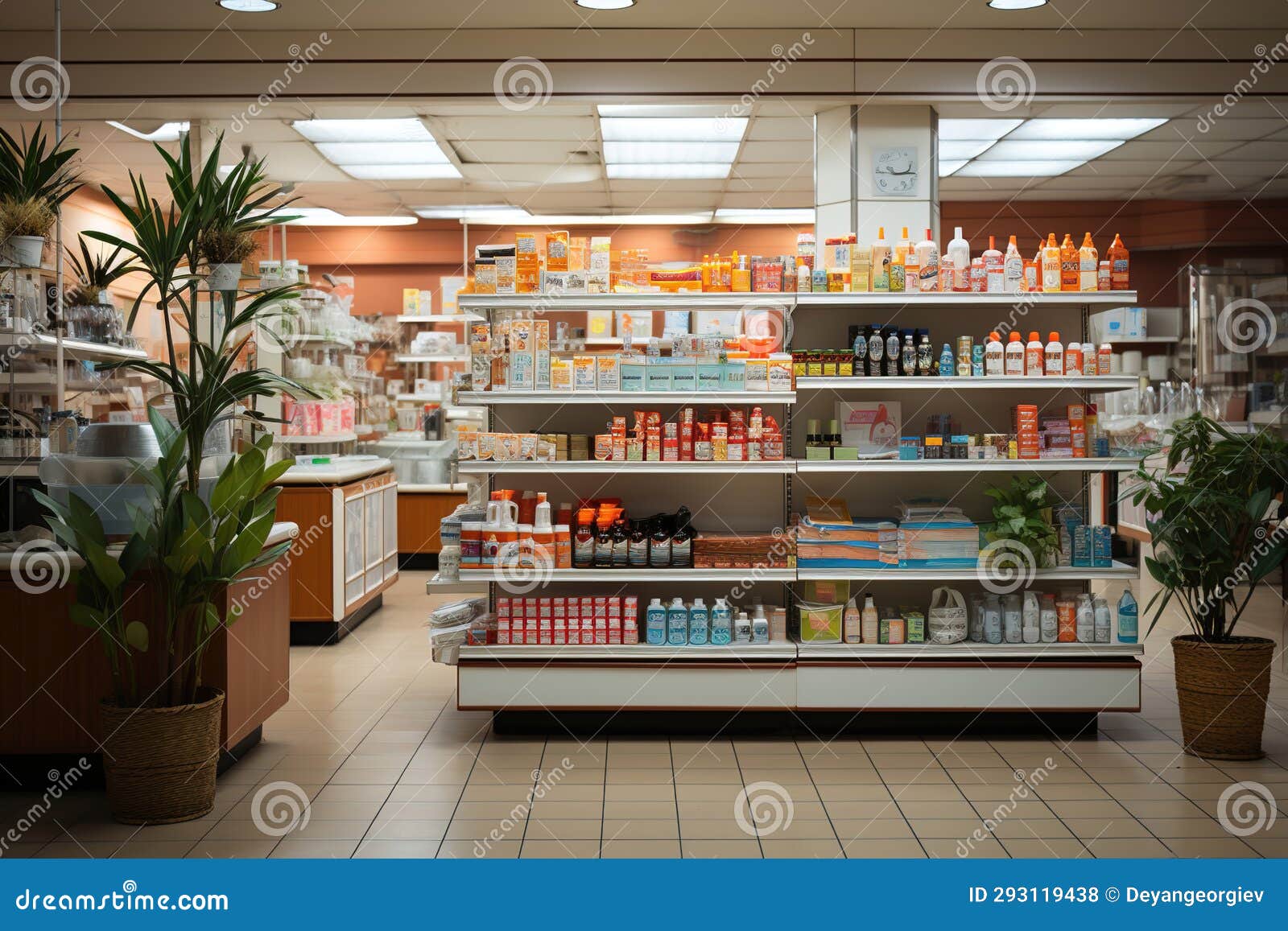 Pharmacy Counter in Store Interior Stock Photo - Image of professional ...