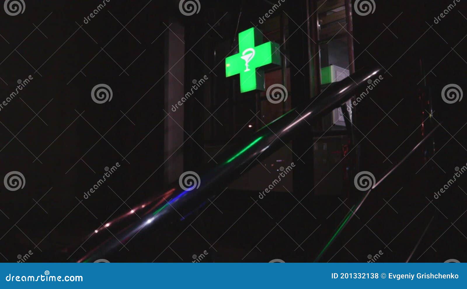 Pharmacy Cross with Snake 24 Hours First Aid Night Stock Footage ...