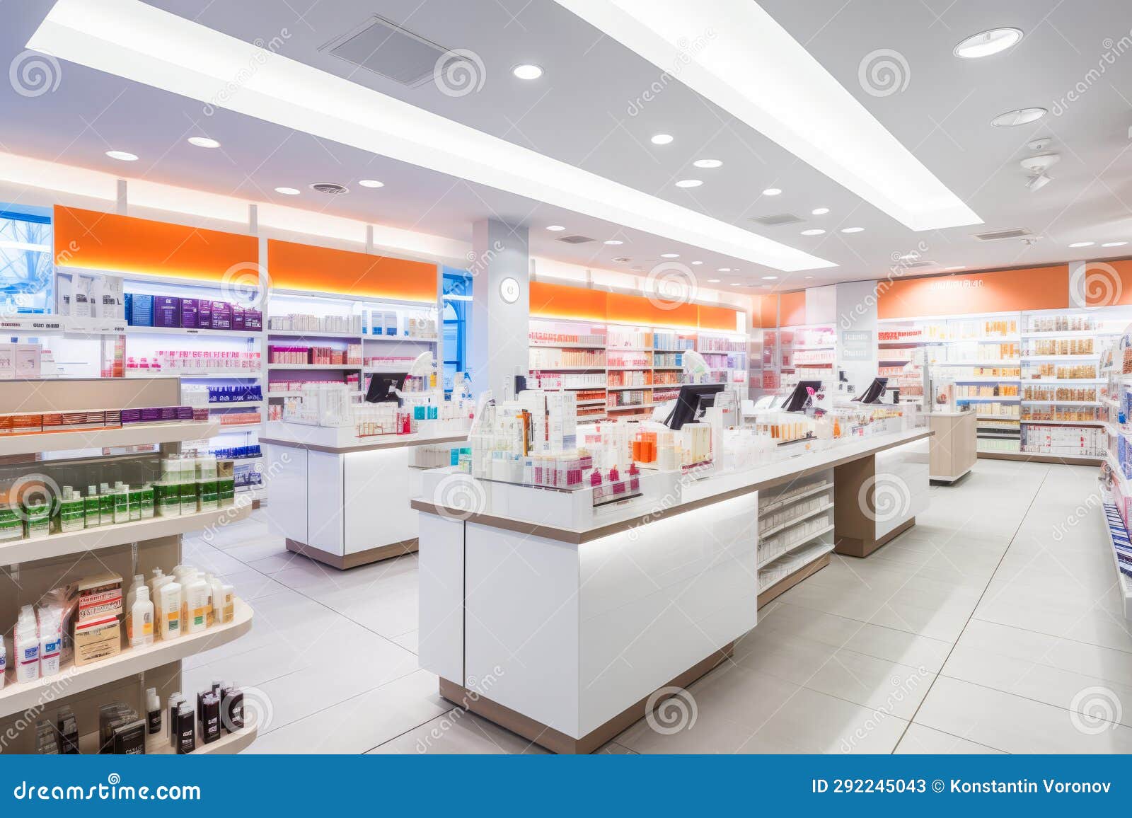 Pharmacy Drugstore Interior Stock Illustration - Illustration of ...