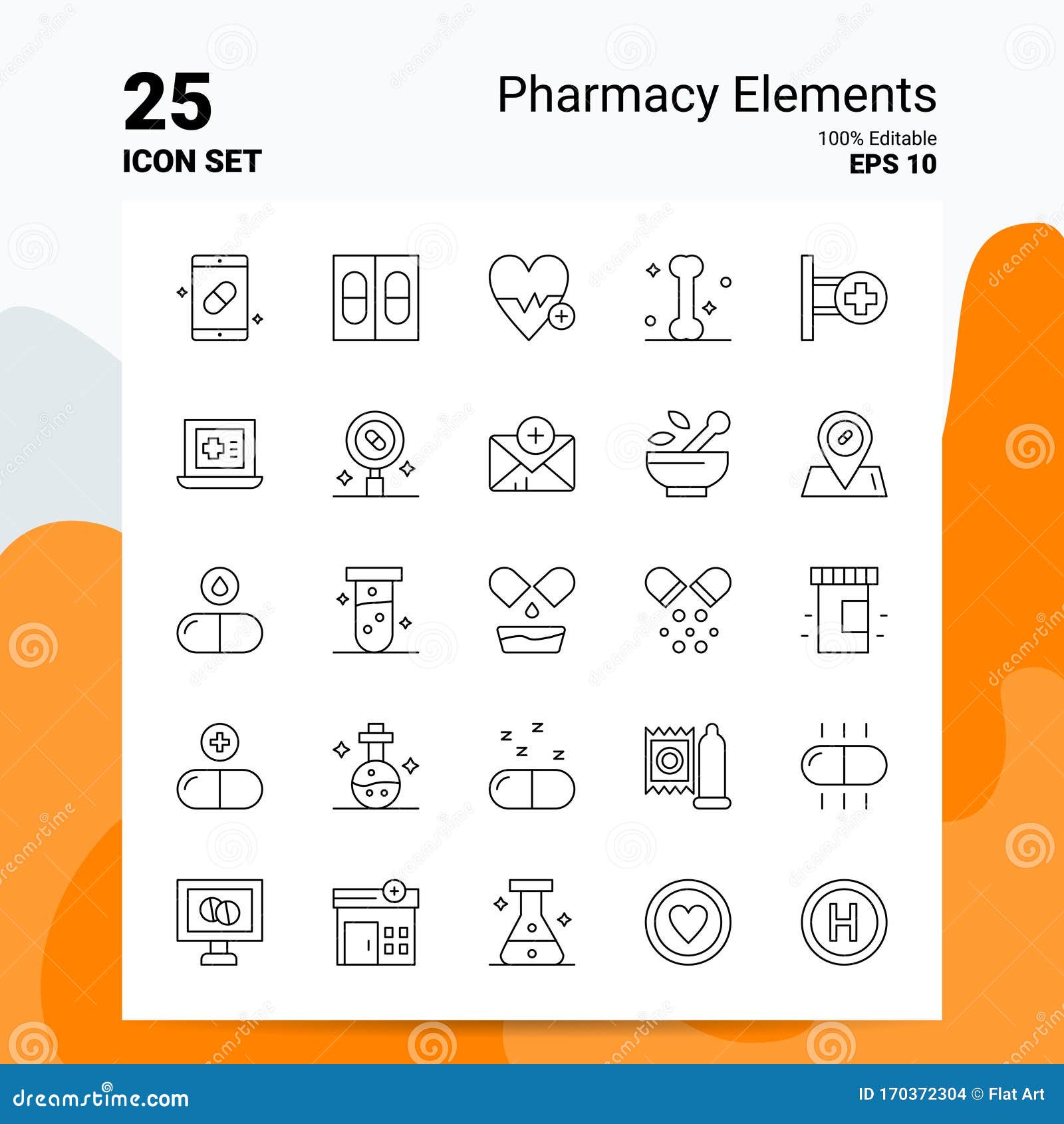 25 Pharmacy Elements Icon Set. 100 Editable EPS 10 Files Stock Vector ...