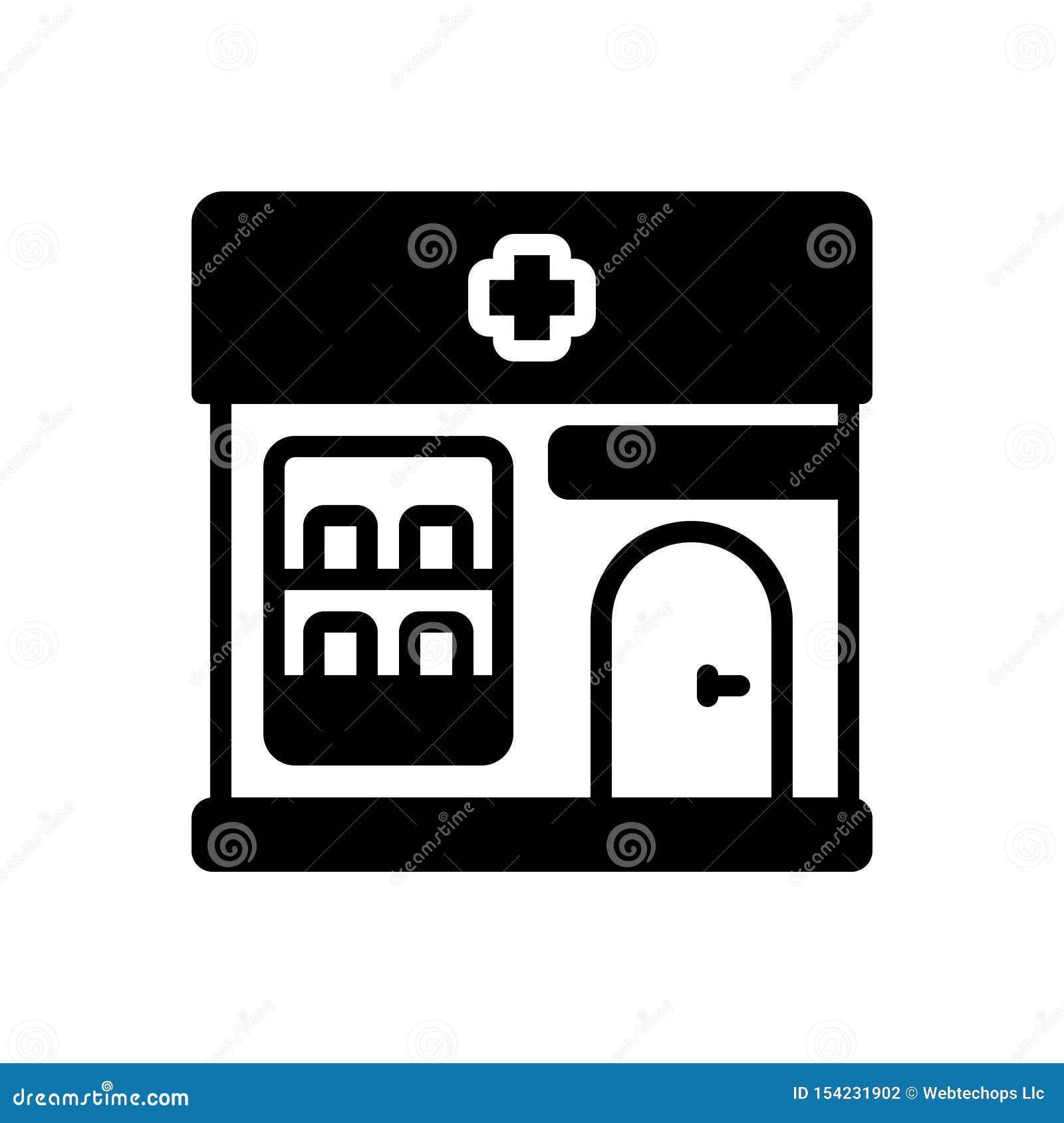 Black Solid Icon for Pharmacy, Apothecary and Building Stock Vector ...