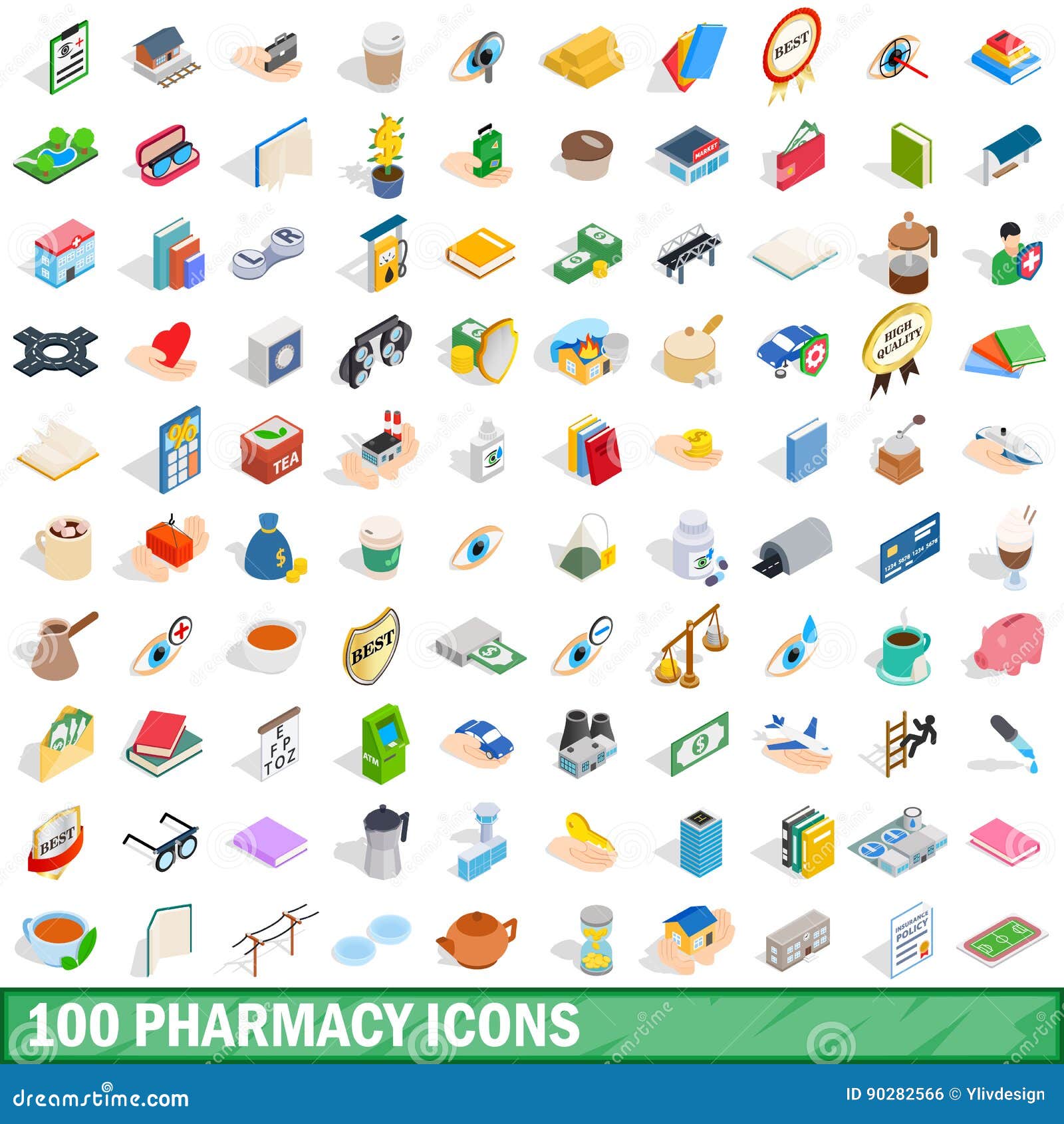 100 Pharmacy Icons Set, Isometric 3d Style Stock Vector - Illustration ...