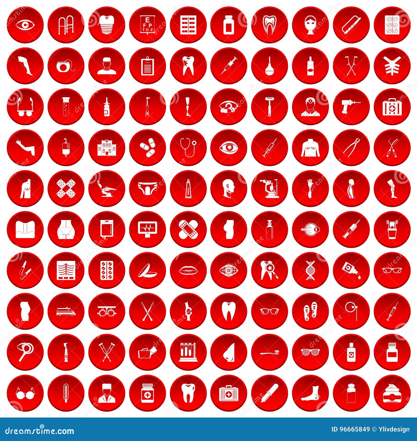 100 pharmacy icons set red stock vector. Illustration of ointments ...