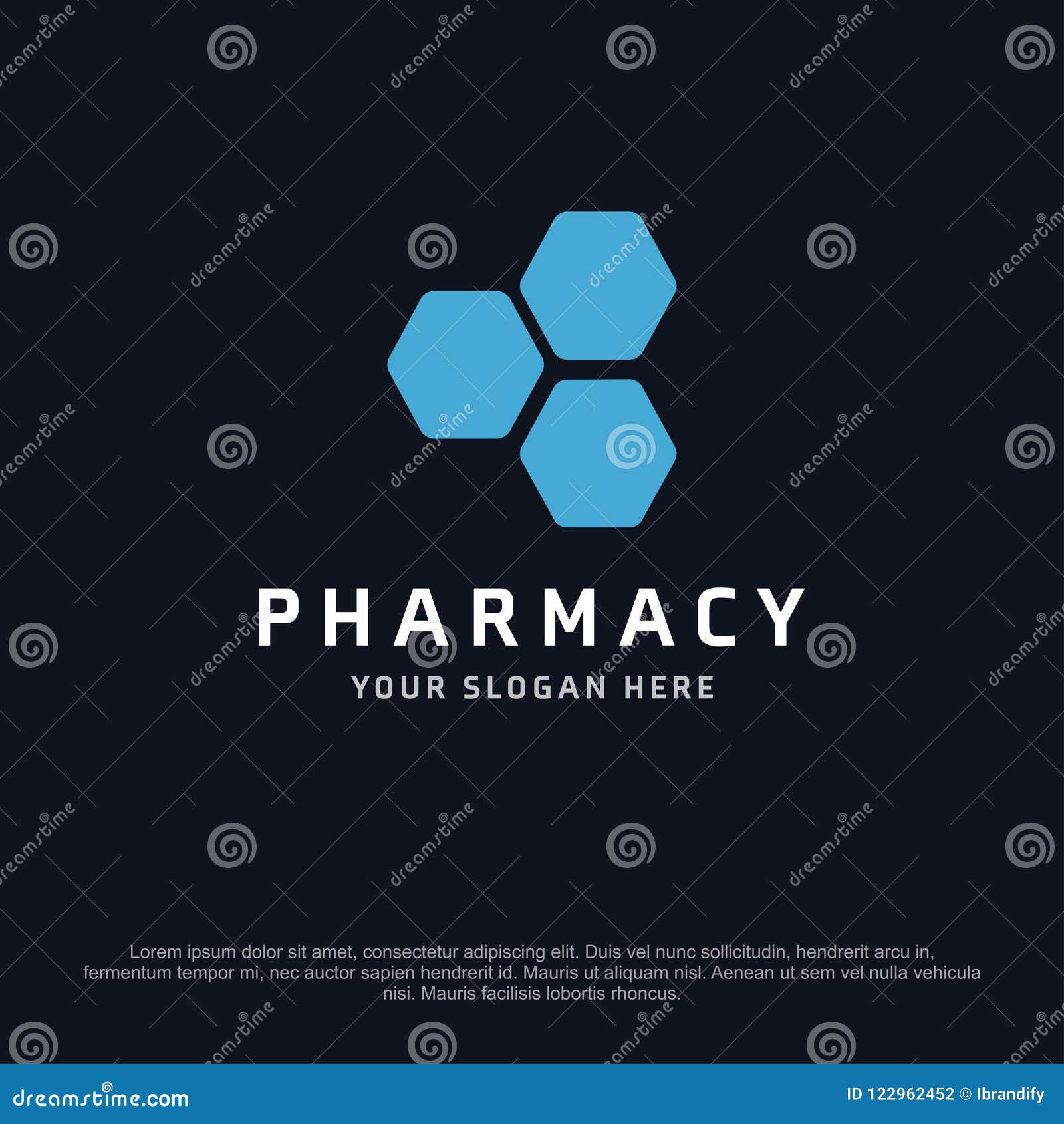 Pharmacy Logo Design with Typography and Dark Background Vector Stock ...