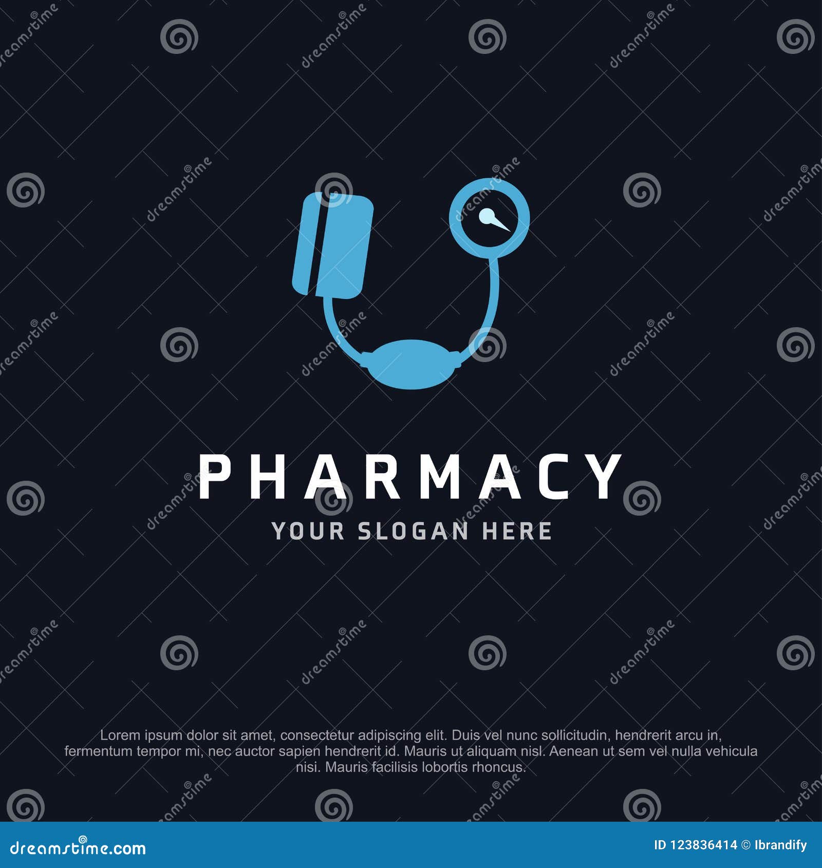 Pharmacy Logo Design with Typography and Dark Background Vector Stock ...