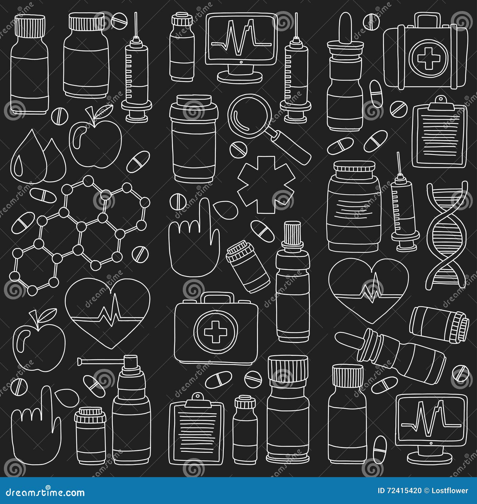 Pharmacy and Medicine Doodle Vector Pictures Stock Vector ...