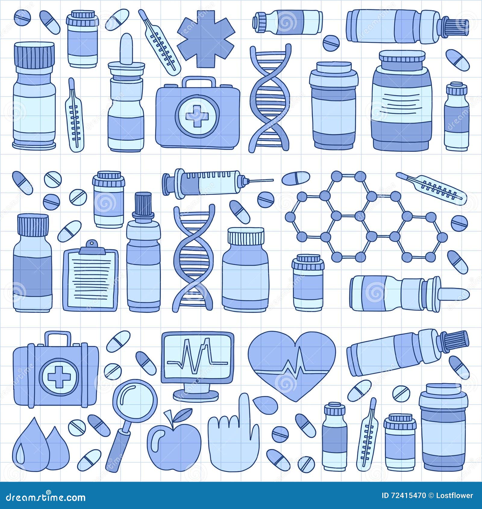Medicine Doodle Background Vector Illustration | CartoonDealer.com ...