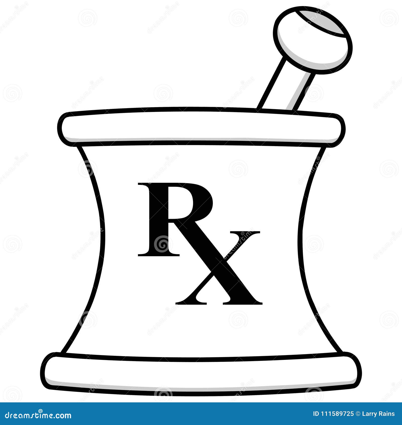 Pharmacy Mortar And Pestle With Rx Sign Vector Illustration ...
