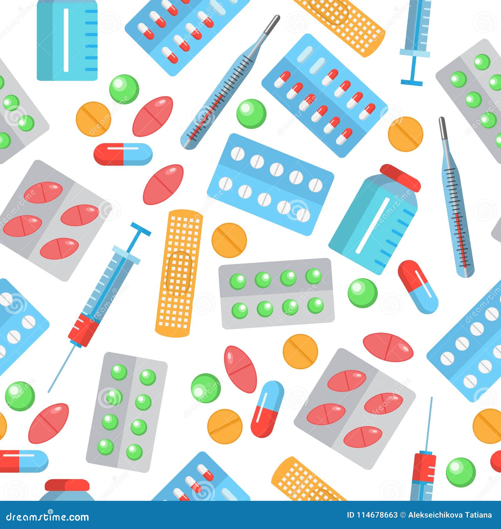 Pharmacy seamless pattern stock vector. Illustration of blister - 114678663