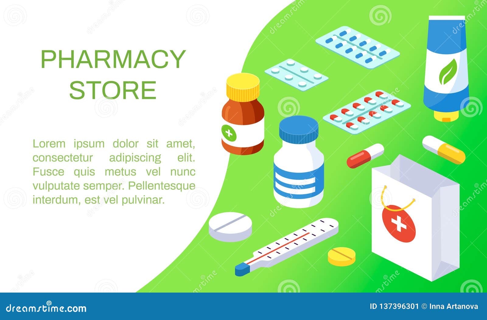 Pharmacy Store. Vector Isometric Medical Illustration Stock Vector ...