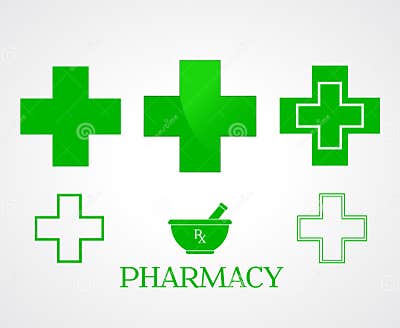 Pharmacy symbols - vector stock vector. Illustration of reflection - 33322848