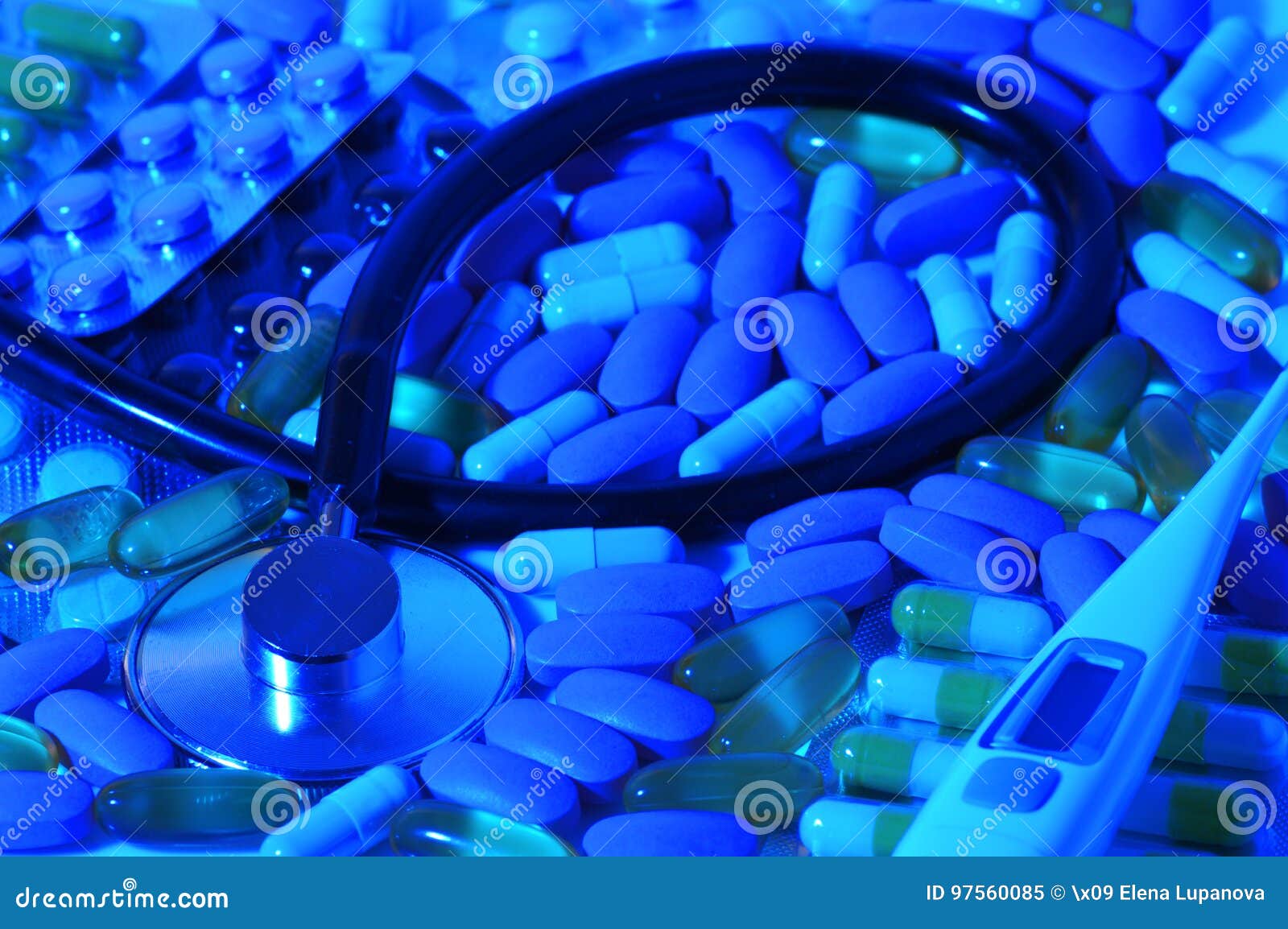 Pharmacy Theme. Multicolored Isolated Pills and Capsules on the White ...