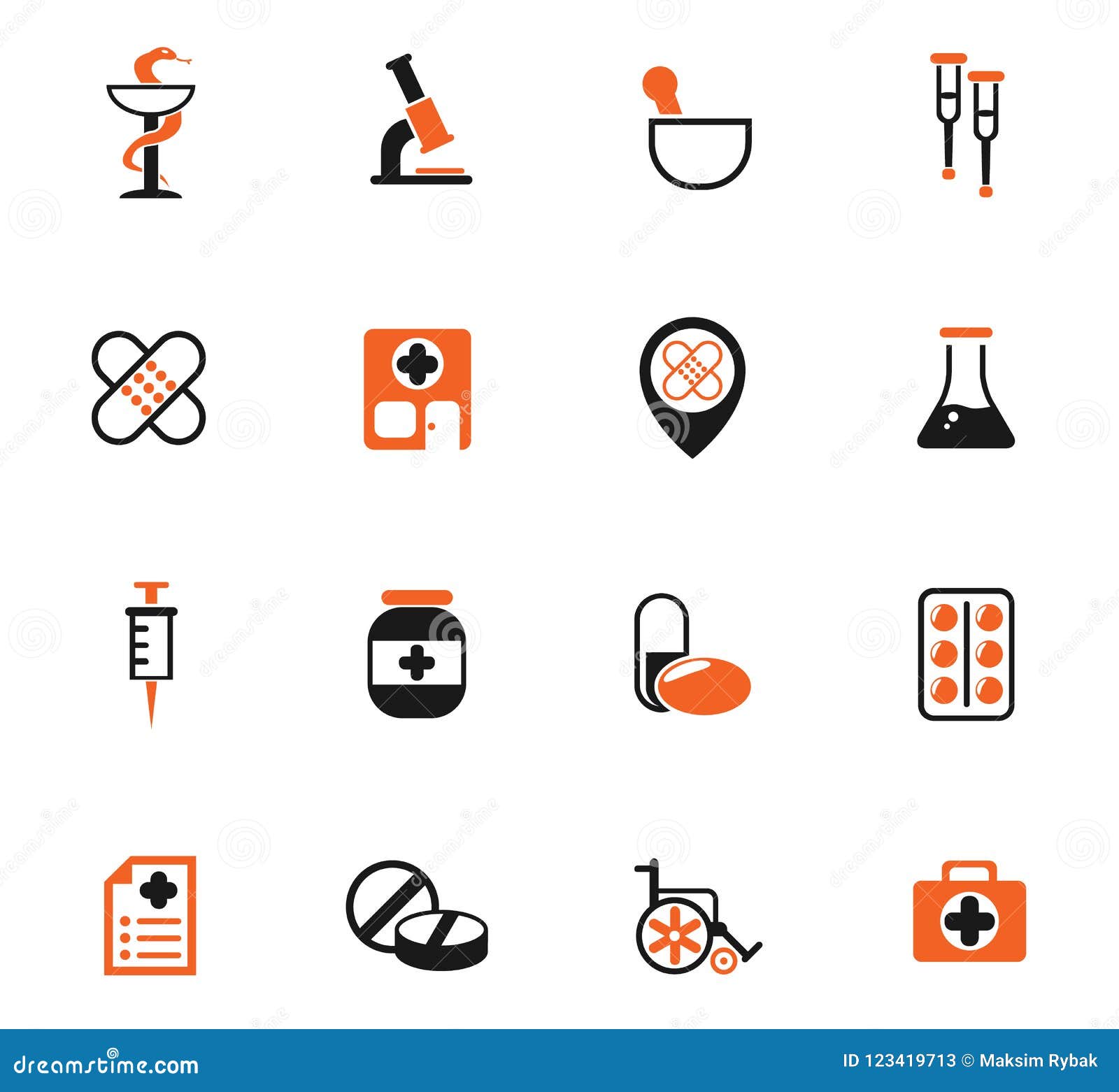 Pharmacy icon set stock vector. Illustration of vector - 123419713