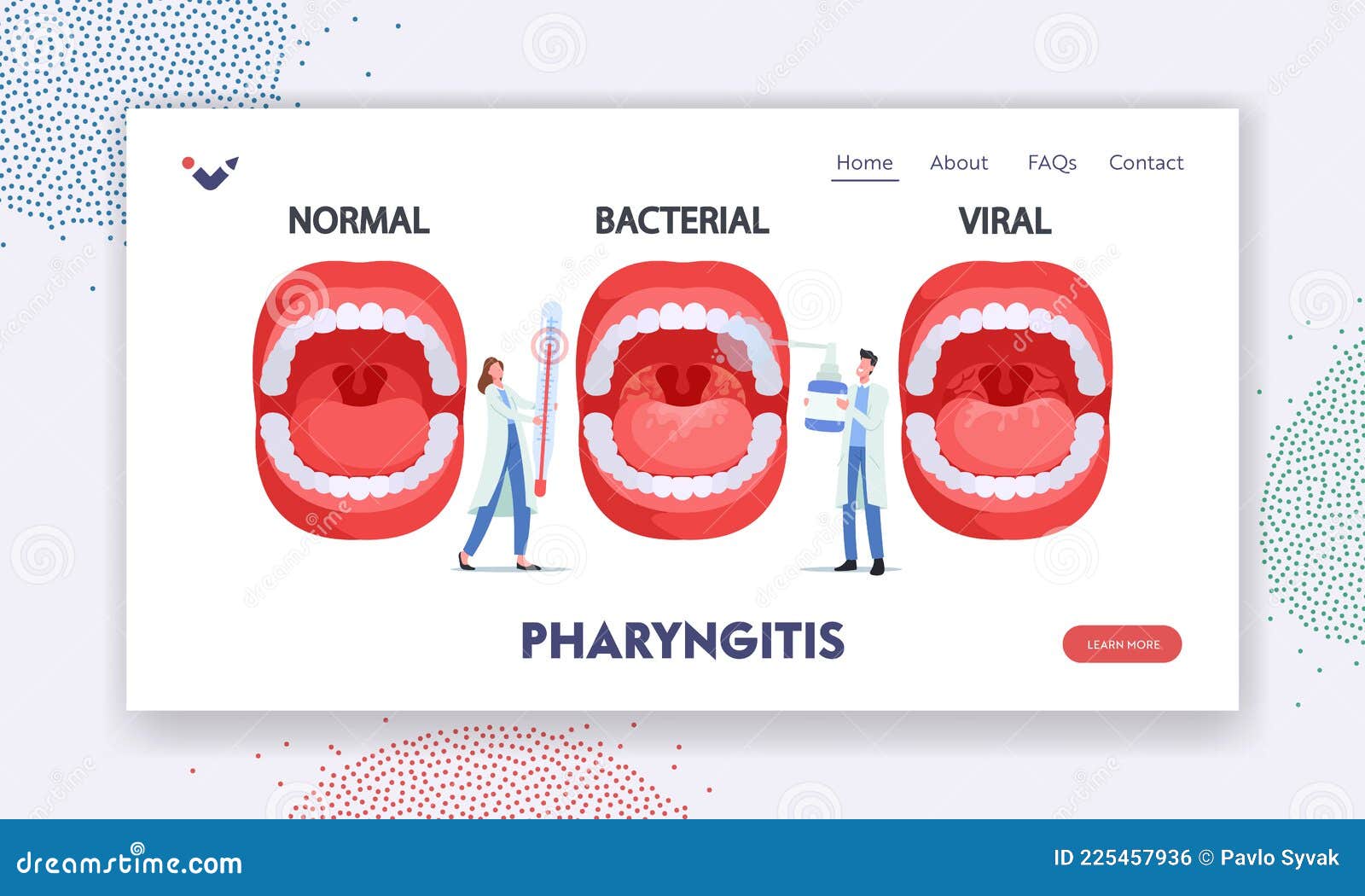 Pharyngitis Landing Page Template. Doctors Characters with Thermometer ...