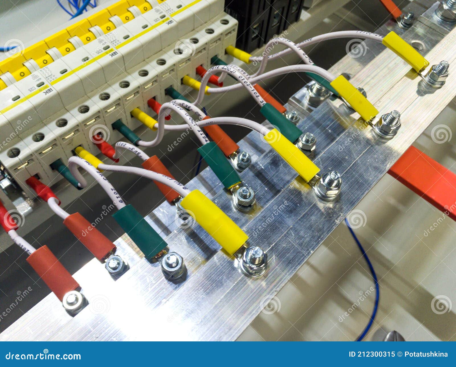 Phase Busbars and Connecting Wires Inside the Electrical Panel ...