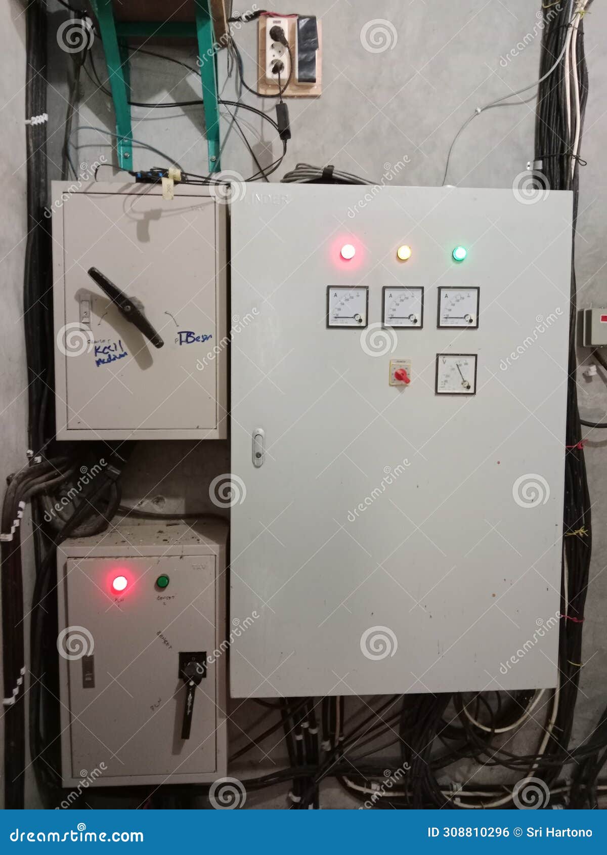 3 Phase Electric Voltage Control Panel Box Stock Photo - Image of room ...