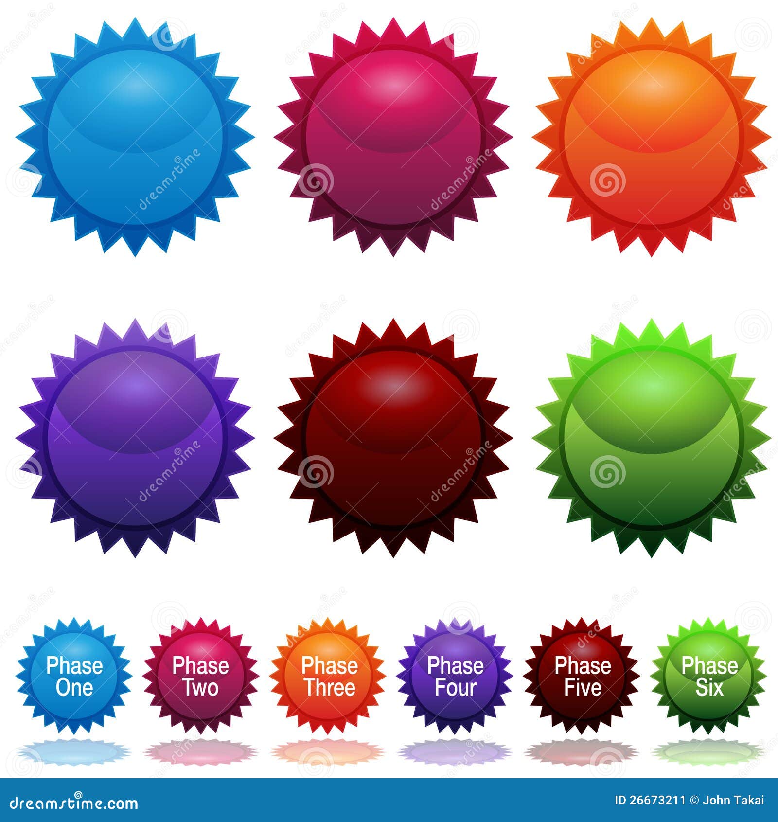 Phase Sun Star Sticker Icon Set Stock Illustrations – 3 Phase Sun Star ...