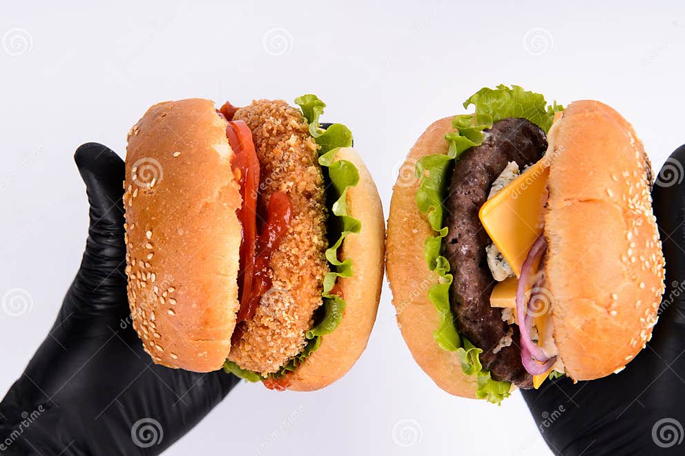 Phased Assembly of a Hamburger on a White Background4 Stock Photo ...