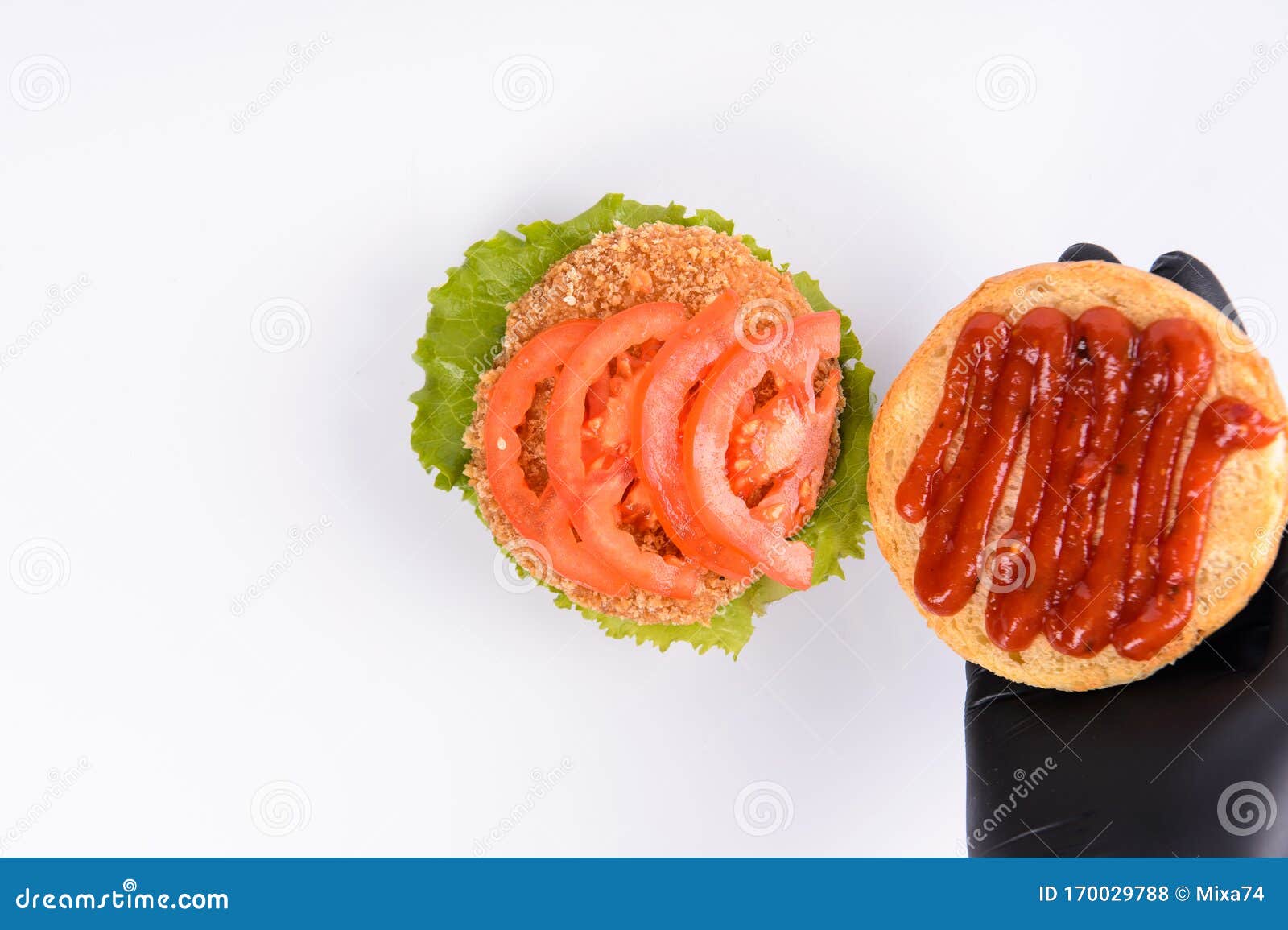 Phased Assembly of a Hamburger on a White Background40 Stock Photo ...