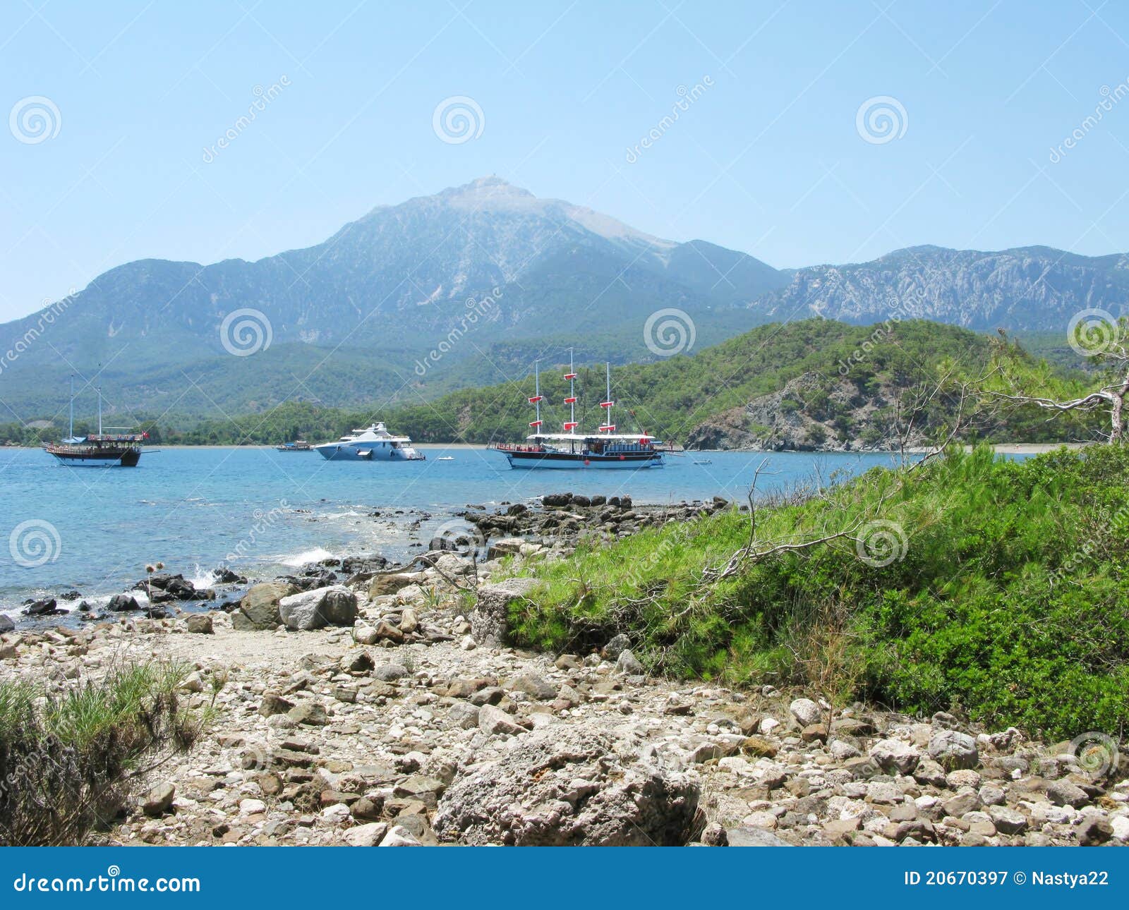 Phaselis Bay with Yachts Kemer Turkey Stock Image - Image of ...